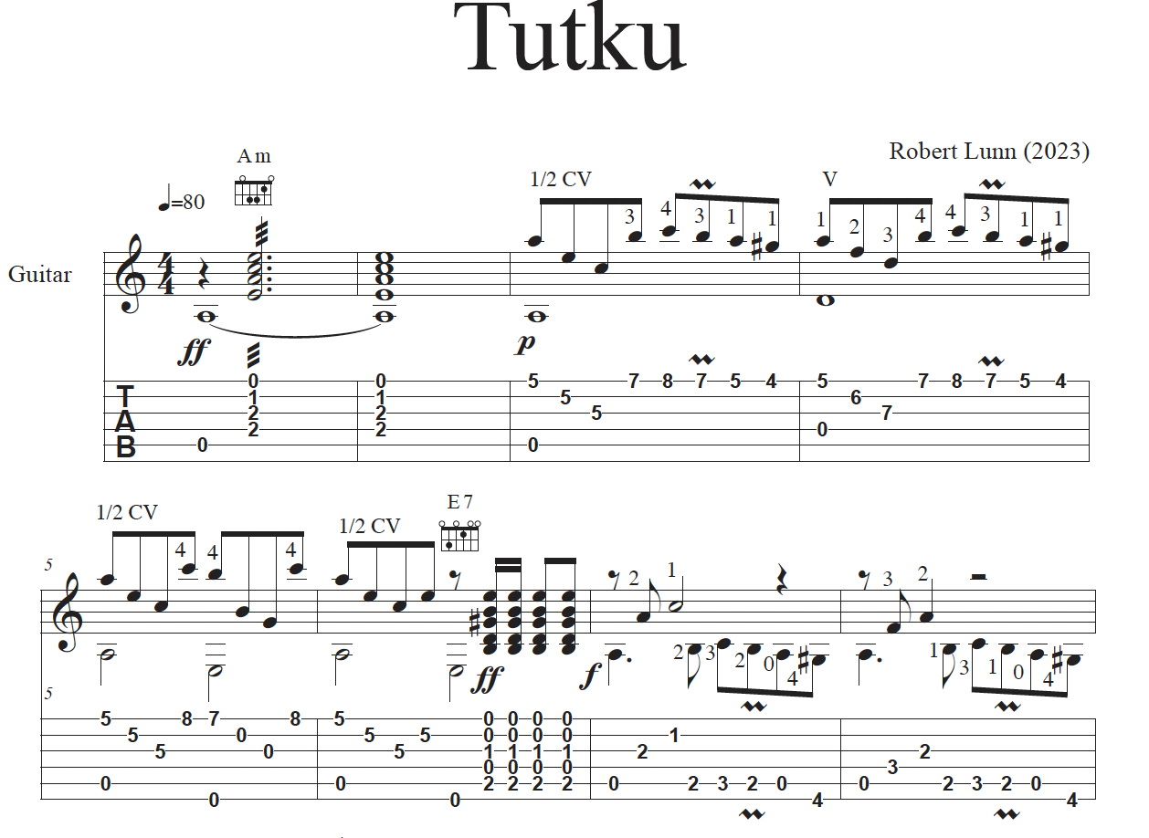 Tutku – With Sheet Music and Tab | Rob Lunn's Guitar Blog